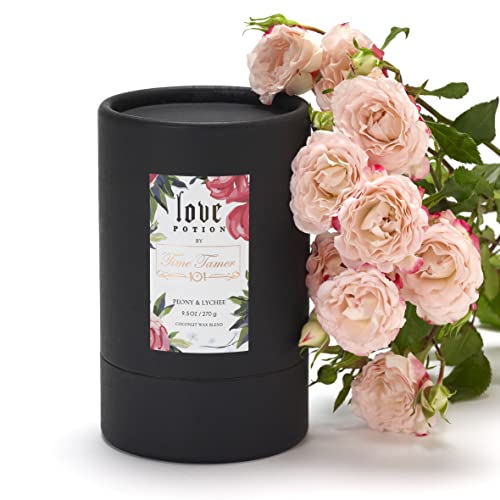 Time Tamer 101™ Love Potion - Peony & Lychee Strong Scented Candle – Beautifully Packaged Luxury Gift Candle for Women – Stylish & Elegant - Soy Coconut Natural Wax - 50 Hrs