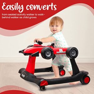 NALO 4-in-1 Baby Walker, Foldable Activity Walker 3 Adjustable Height & Speed, Comfy Padded Seat, Lights & Music, Fun Toddler Push Car, Walker with Wheels, Baby Standing Toy for Boys Girls 6-36 Month