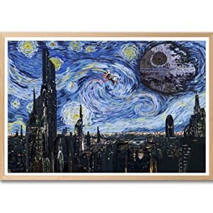 KEEITY Starry Night With Star Wars Poster Star Wars TV Wall Art Home Decor Canvas Wall Art for Teens Boys Girls Bedroom Decor 12X18 inch Unframed