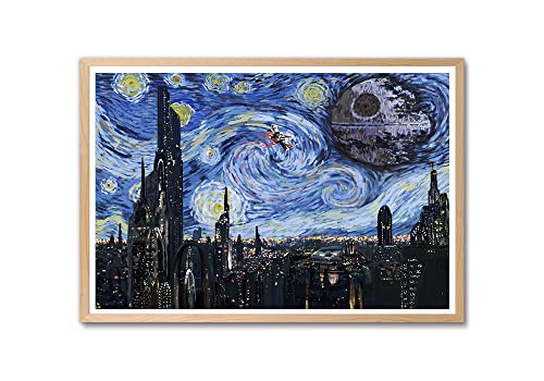 KEEITY Starry Night With Star Wars Poster Star Wars TV Wall Art Home Decor Canvas Wall Art for Teens Boys Girls Bedroom Decor 12X18 inch Unframed