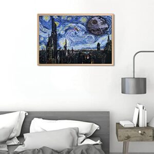 KEEITY Starry Night With Star Wars Poster Star Wars TV Wall Art Home Decor Canvas Wall Art for Teens Boys Girls Bedroom Decor 12X18 inch Unframed