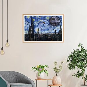 KEEITY Starry Night With Star Wars Poster Star Wars TV Wall Art Home Decor Canvas Wall Art for Teens Boys Girls Bedroom Decor 12X18 inch Unframed