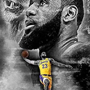 Lebron James Posters Wall Art Print,Crowned King Lebron James Sports Decor,Black Inspirational Poster Wall Art Canvas for Living Gym Office Home Room Decorate Room Home Decor ,Gift.Set of 1(Unframed,16”X24”inches）.