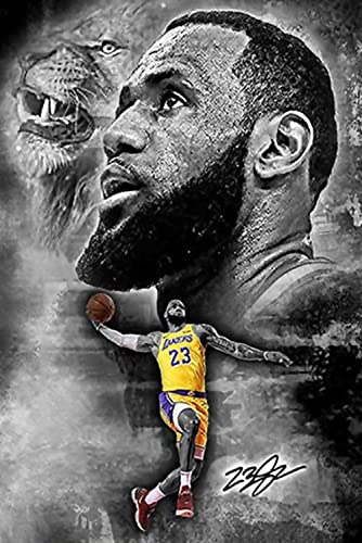 Lebron James Posters Wall Art Print,Crowned King Lebron James Sports Decor,Black Inspirational Poster Wall Art Canvas for Living Gym Office Home Room Decorate Room Home Decor ,Gift.Set of 1(Unframed,16”X24”inches）.