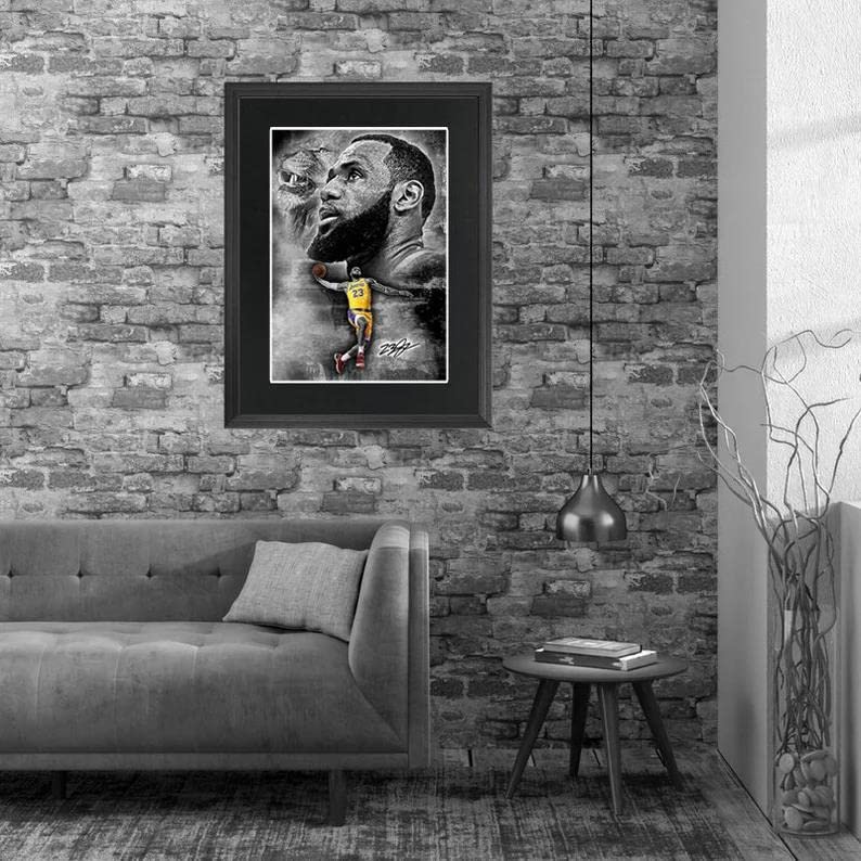 Lebron James Posters Wall Art Print,Crowned King Lebron James Sports Decor,Black Inspirational Poster Wall Art Canvas for Living Gym Office Home Room Decorate Room Home Decor ,Gift.Set of 1(Unframed,16”X24”inches）.