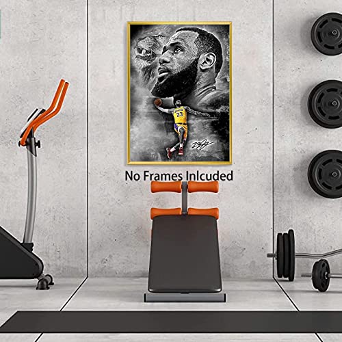 Lebron James Posters Wall Art Print,Crowned King Lebron James Sports Decor,Black Inspirational Poster Wall Art Canvas for Living Gym Office Home Room Decorate Room Home Decor ,Gift.Set of 1(Unframed,16”X24”inches）.