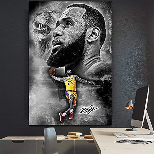 Lebron James Posters Wall Art Print,Crowned King Lebron James Sports Decor,Black Inspirational Poster Wall Art Canvas for Living Gym Office Home Room Decorate Room Home Decor ,Gift.Set of 1(Unframed,16”X24”inches）.