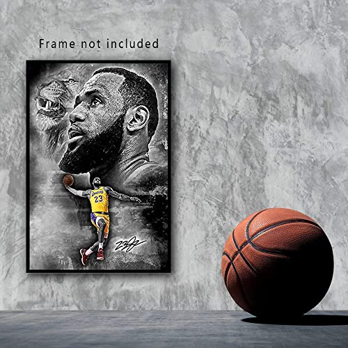 Lebron James Posters Wall Art Print,Crowned King Lebron James Sports Decor,Black Inspirational Poster Wall Art Canvas for Living Gym Office Home Room Decorate Room Home Decor ,Gift.Set of 1(Unframed,16”X24”inches）.