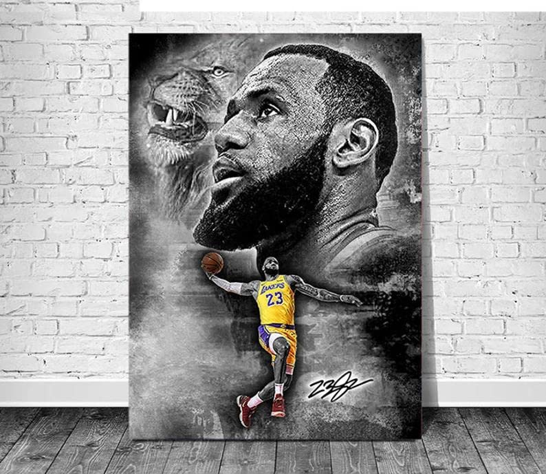 Lebron James Posters Wall Art Print,Crowned King Lebron James Sports Decor,Black Inspirational Poster Wall Art Canvas for Living Gym Office Home Room Decorate Room Home Decor ,Gift.Set of 1(Unframed,16”X24”inches）.