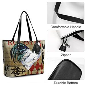 Womens Handbag Rooster Leather Tote Bag Top Handle Satchel Bags For Lady