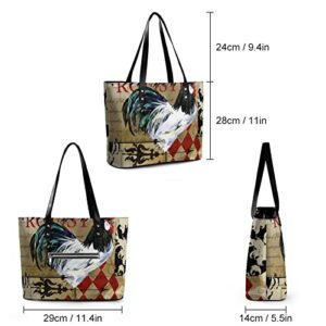 Womens Handbag Rooster Leather Tote Bag Top Handle Satchel Bags For Lady