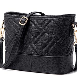 Shaelyka Small Crossbody Bags for Women, Leather Shoulder Bag Purse Water Resistant, Black