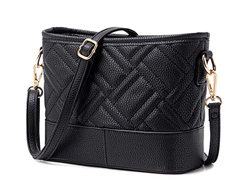 Shaelyka Small Crossbody Bags for Women, Leather Shoulder Bag Purse Water Resistant, Black