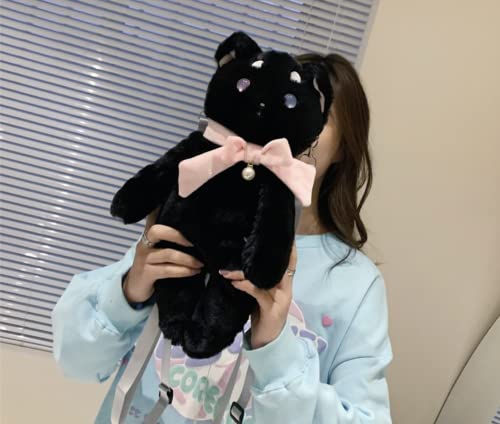 Cute Plush Kawaii Cat Backpack (Black)