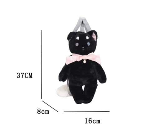 Cute Plush Kawaii Cat Backpack (Black)