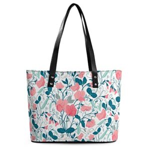 womens handbag pink floral leather tote bag top handle satchel bags for lady