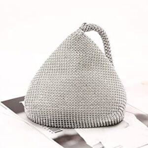 seropian Women's Evening Bag Sparkly Rhinestone Purse Ladies Triangle Designer Clutch Bag for Prom Party Wedding (Sliver)