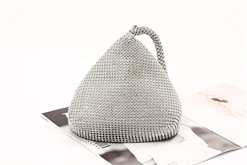 seropian Women's Evening Bag Sparkly Rhinestone Purse Ladies Triangle Designer Clutch Bag for Prom Party Wedding (Sliver)