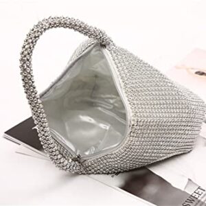 seropian Women's Evening Bag Sparkly Rhinestone Purse Ladies Triangle Designer Clutch Bag for Prom Party Wedding (Sliver)