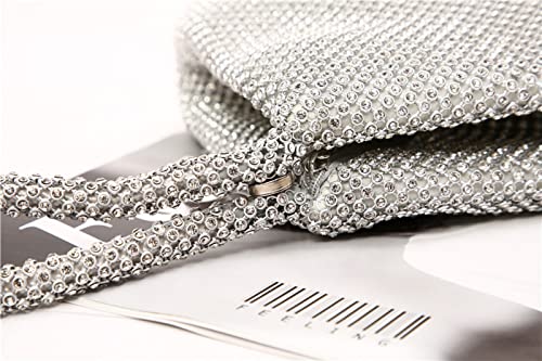 seropian Women's Evening Bag Sparkly Rhinestone Purse Ladies Triangle Designer Clutch Bag for Prom Party Wedding (Sliver)