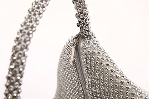 seropian Women's Evening Bag Sparkly Rhinestone Purse Ladies Triangle Designer Clutch Bag for Prom Party Wedding (Sliver)