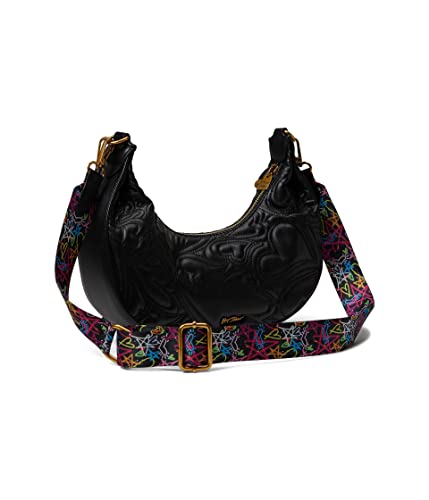 Betsey Johnson Groovy Hearts Hobo Crossbody, Black