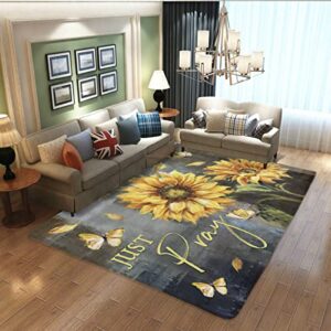 rozera area rug,sunflower butterfly just pray non-slip mat area rug runners floor soft carpet for kitchen bedroom living room bathroom girls room decoration,retro farmhouse decor 60x39in