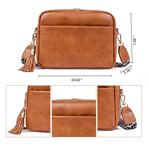 WarmTide Large Crossbody Shoulder Bag for Women Ladies Fashion Messenger Bag Leather Lightweight Handbags with Tassel