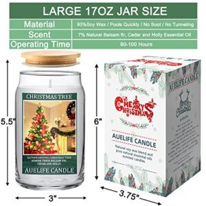 Christmas Candles | Christmas Tree Soy Candle Gifts for Women/Men | Balsam Fir, Cedar, Holly and Evergreen Holiday Scented Candles for Home | 17oz Clear Jar Candle, 80-100 Hour Burn Time