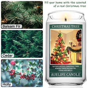 Christmas Candles | Christmas Tree Soy Candle Gifts for Women/Men | Balsam Fir, Cedar, Holly and Evergreen Holiday Scented Candles for Home | 17oz Clear Jar Candle, 80-100 Hour Burn Time