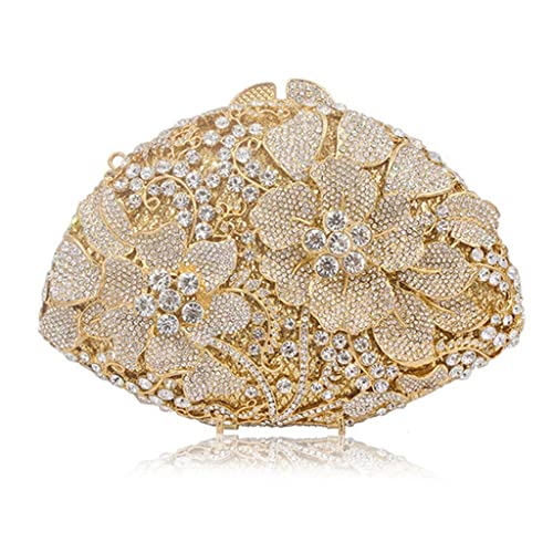 ZLXDP Hollow Out Crystal Diamond Women Flower Evening Clutch Bridal Wedding Handbag Purse (Color : D)