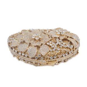 ZLXDP Hollow Out Crystal Diamond Women Flower Evening Clutch Bridal Wedding Handbag Purse (Color : D)