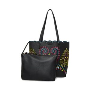 Betsey Johnson Scalloped Tote, Black