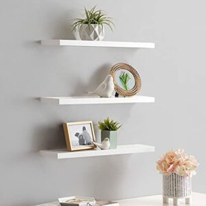 white floating shelves for wall,set of 3 wall shelves perfect home decor for bathroom living room kitchen bedroom office storage shelf