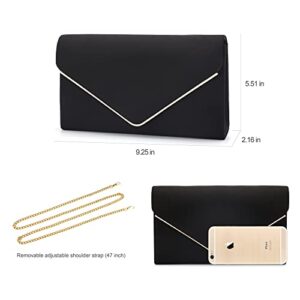 MYLONI Evening Bags Clutch Purses For Women Plush Purses Faux Suede Envelope Handbags Cocktail Prom Wedding Party Birthday (Black)