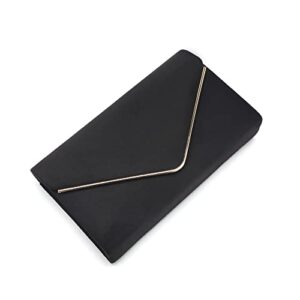 MYLONI Evening Bags Clutch Purses For Women Plush Purses Faux Suede Envelope Handbags Cocktail Prom Wedding Party Birthday (Black)