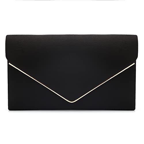 MYLONI Evening Bags Clutch Purses For Women Plush Purses Faux Suede Envelope Handbags Cocktail Prom Wedding Party Birthday (Black)