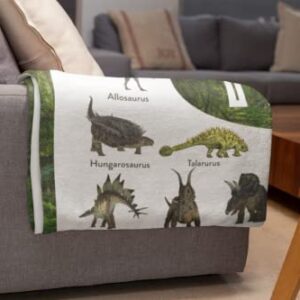 Personalized Dinosaur Blanket | 50 Prehistoric World Dinosaurs Throw Blanket | Warm & Cozy Custom Blanket Throw for Couch & Chair | Personalized Blanket for Office, Camping & Picnic (Fleece - 50x60)