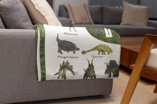 Personalized Dinosaur Blanket | 50 Prehistoric World Dinosaurs Throw Blanket | Warm & Cozy Custom Blanket Throw for Couch & Chair | Personalized Blanket for Office, Camping & Picnic (Fleece - 50x60)