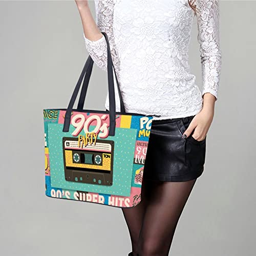 Womens Handbag Music Texture Leather Tote Bag Top Handle Satchel Bags For Lady