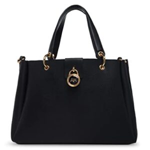 Anne Klein AK Lock Satchel, Black