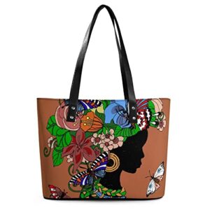 womens handbag butterflies and flowers leather tote bag top handle satchel bags for lady