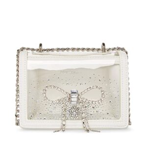 Betsey Johnson Clear Convertible Bag w/Rhinestone Bow, White