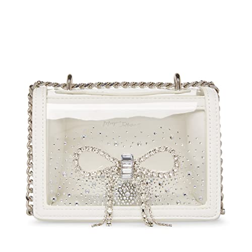 Betsey Johnson Clear Convertible Bag w/Rhinestone Bow, White