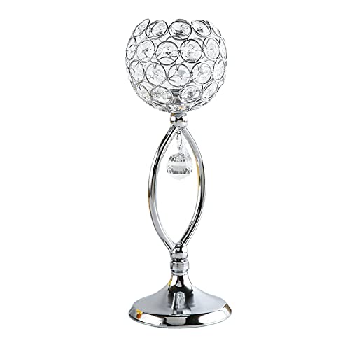 Baoblaze Crystal Candelabrum for Decorative Items, Candle Shelf for Party, Household Accessories, Durable, Silver