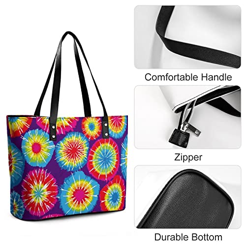 Womens Handbag Tie Dye Leather Tote Bag Top Handle Satchel Bags For Lady