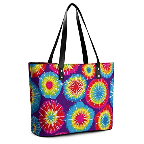 Womens Handbag Tie Dye Leather Tote Bag Top Handle Satchel Bags For Lady