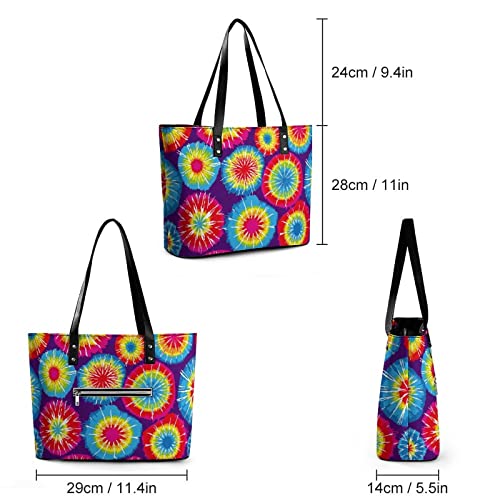 Womens Handbag Tie Dye Leather Tote Bag Top Handle Satchel Bags For Lady