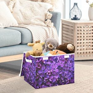 Kigai Storage Basket Spring Flowers Storage Boxes with Lids and Handle, Large Storage Cube Bin Collapsible for Shelves Closet Bedroom Living Room, 16.5x12.6x11.8 In