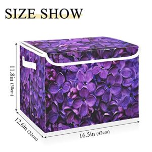 Kigai Storage Basket Spring Flowers Storage Boxes with Lids and Handle, Large Storage Cube Bin Collapsible for Shelves Closet Bedroom Living Room, 16.5x12.6x11.8 In